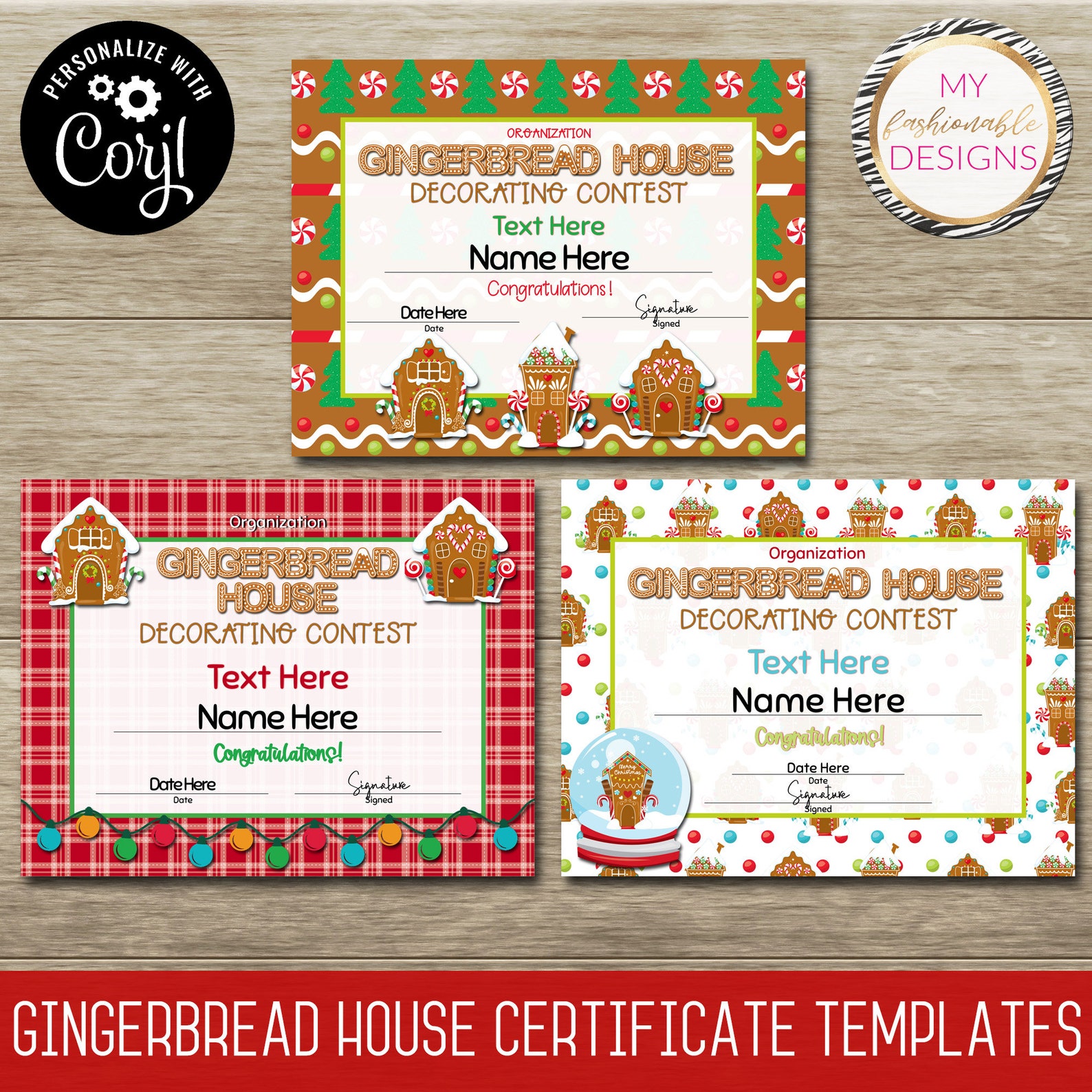Gingerbread House Certificate Template Set - 3 Designs!!! 8.5x11 ...