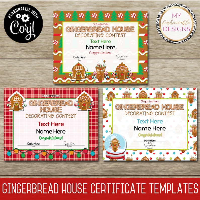 Gingerbread House Certificate Template Set - 3 Designs!!! 8.5x11 ...