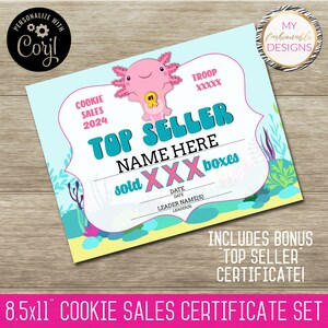 2024 Cookie Sales Certificate 8.5x11 Corjl Self-edit Template Save as ...