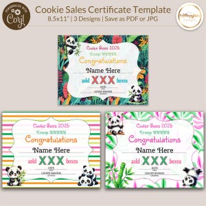 2025 Cookie Sales Certificate - 8.5x11" - Corjl Self-edit Template ...
