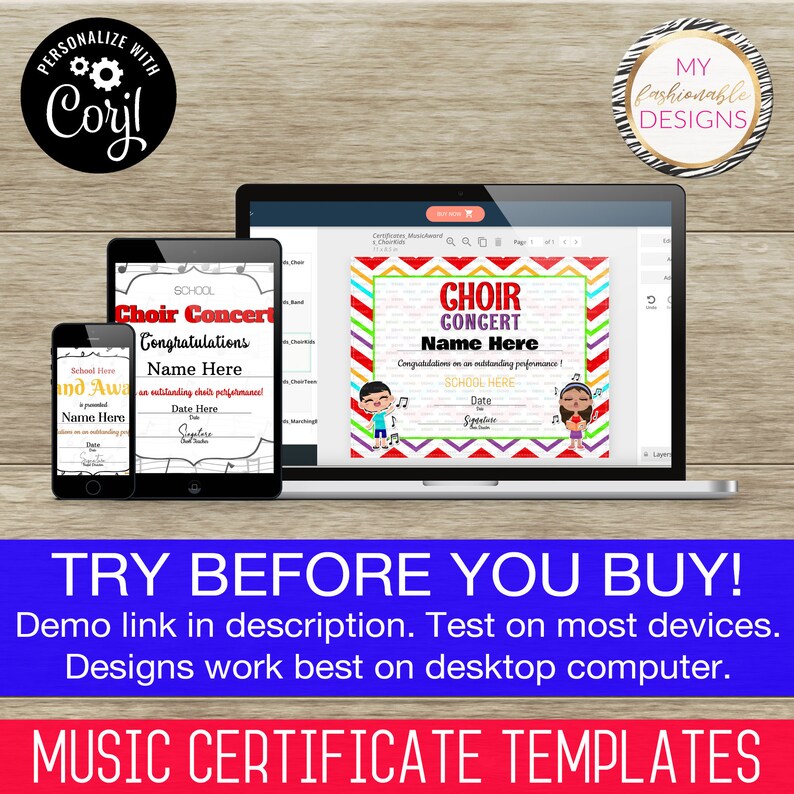 Music Certificate Template Set - Choir Award, Band Award - 7 Designs ...