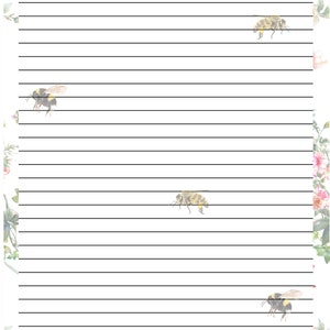 Writing Paper Set * Beautiful Lined Paper * Set of 50 Had Illustrated ...