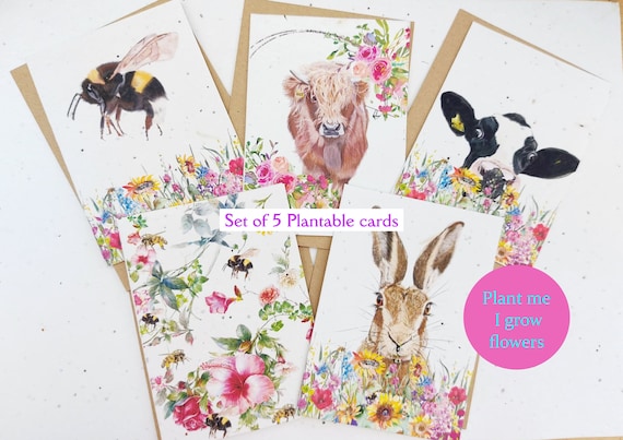 Plantable Seed Cards Eco Friendly Cards Flower Seed Card - Etsy