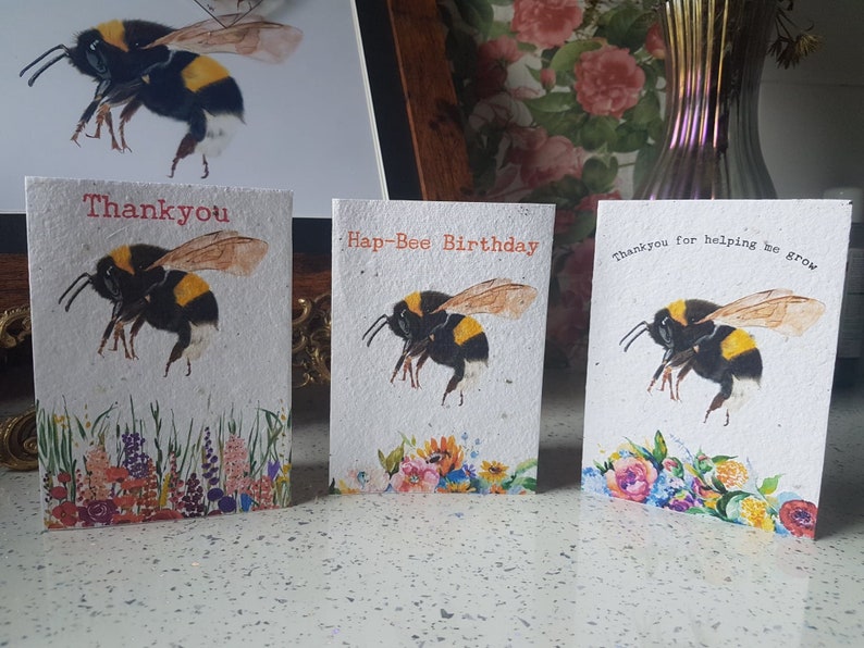 ECO and VEGAN Friendly PLANTABLE Flower Seed Cards Bee Cards - Etsy