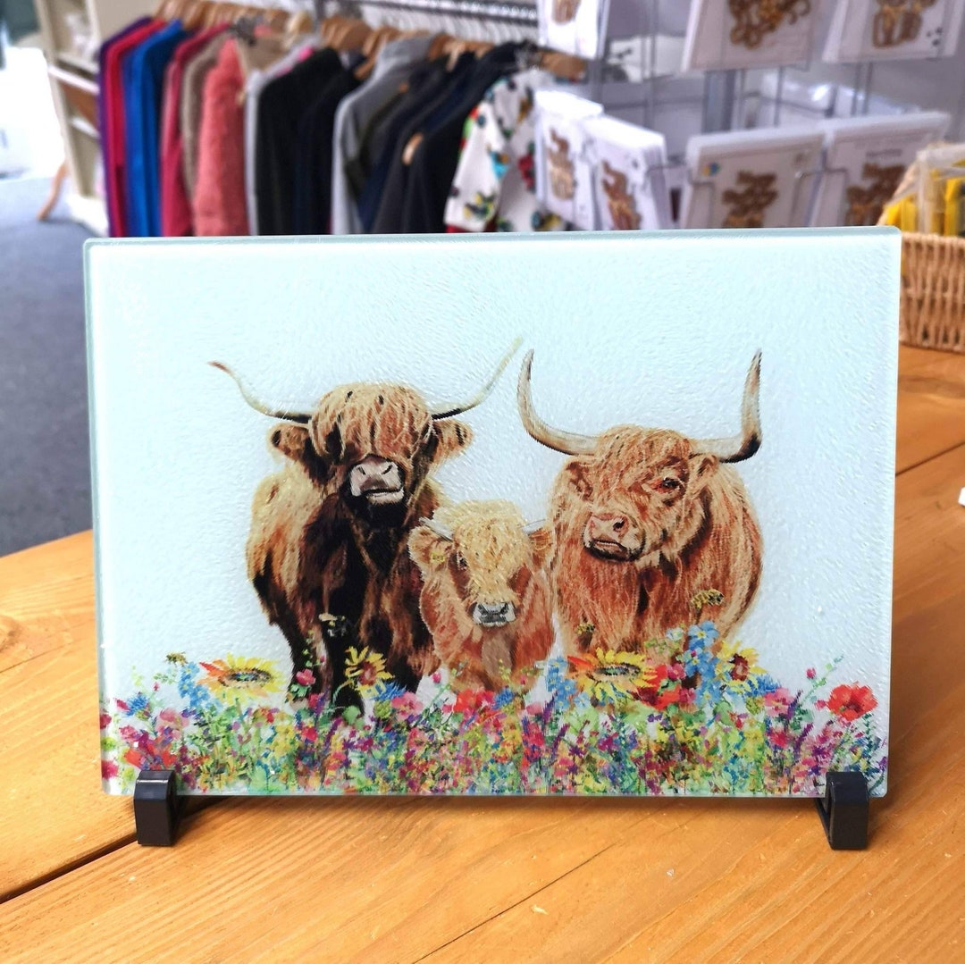 Highland Cow Glass Chopping Board: Farmhouse Kitchen Decor - Etsy UK