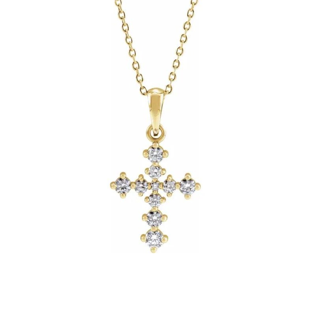14k Gold Diamond Gothic Cross Necklace - Etsy