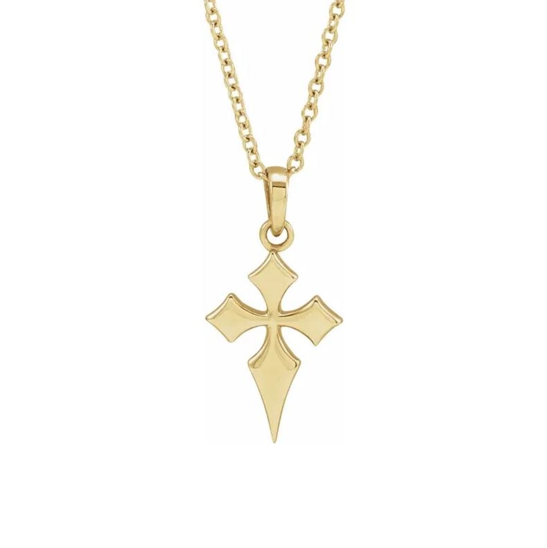14k Gold Gothic Cross Necklace - Etsy