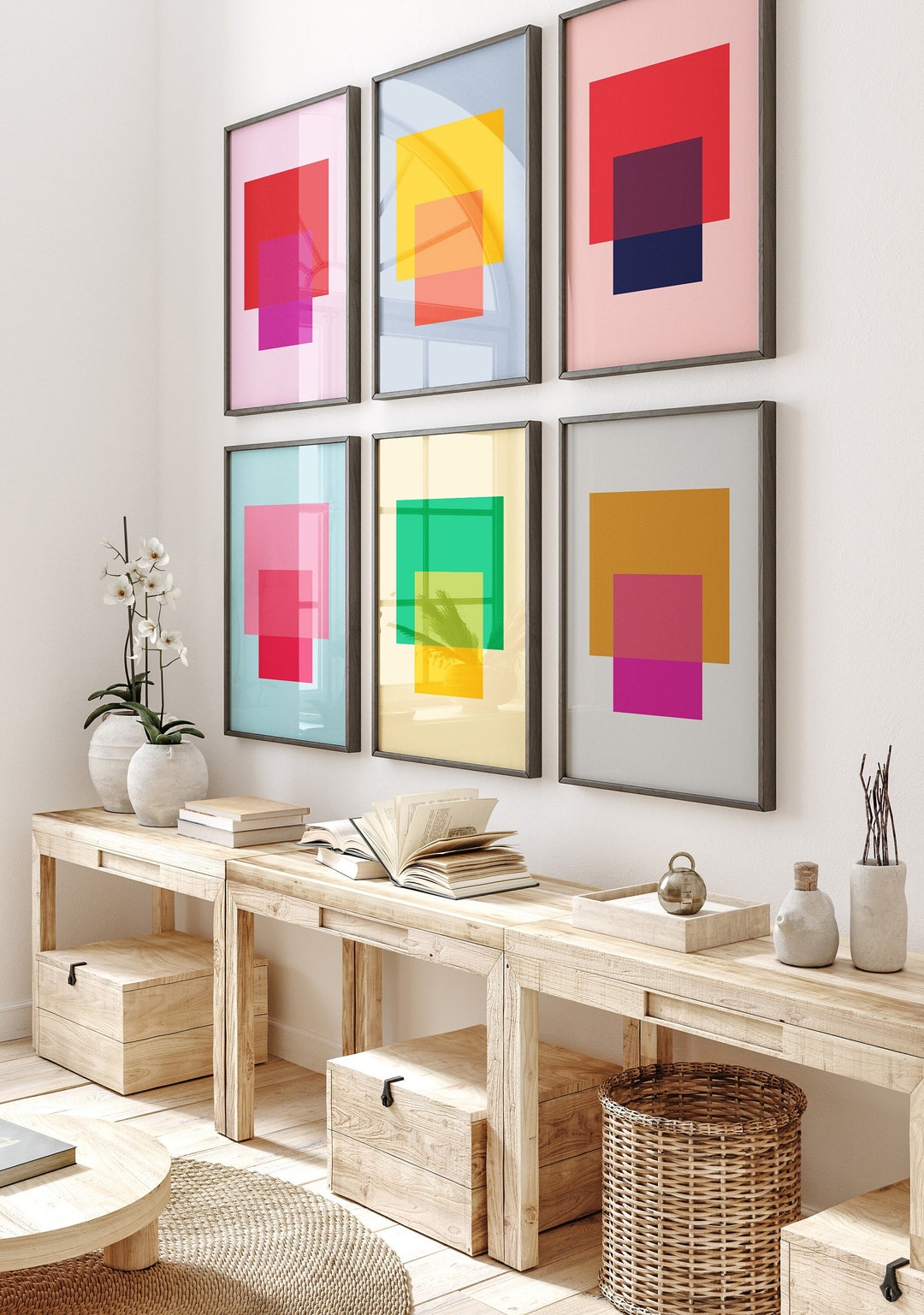 Set of 6 Geometric Art Prints, Color Block Art, Colorful Prints ...