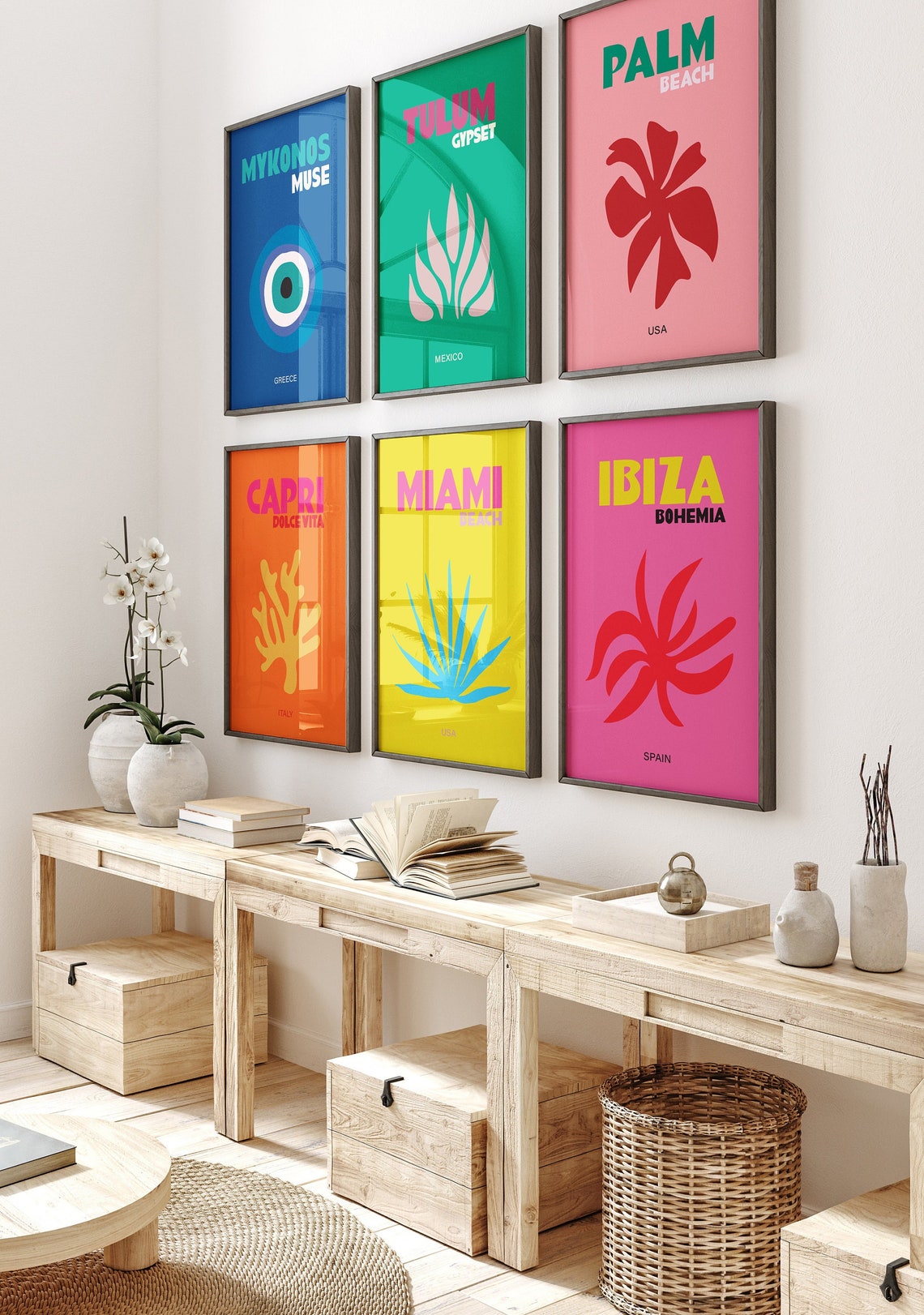 Set of 6 Travel Prints Printable Wall Art Colorful Travel - Etsy