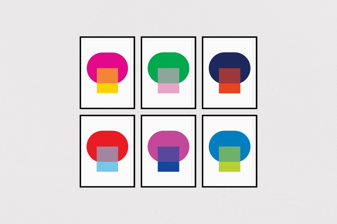 Set of 6 Contemporary Geometric Art Prints Colorful Prints - Etsy