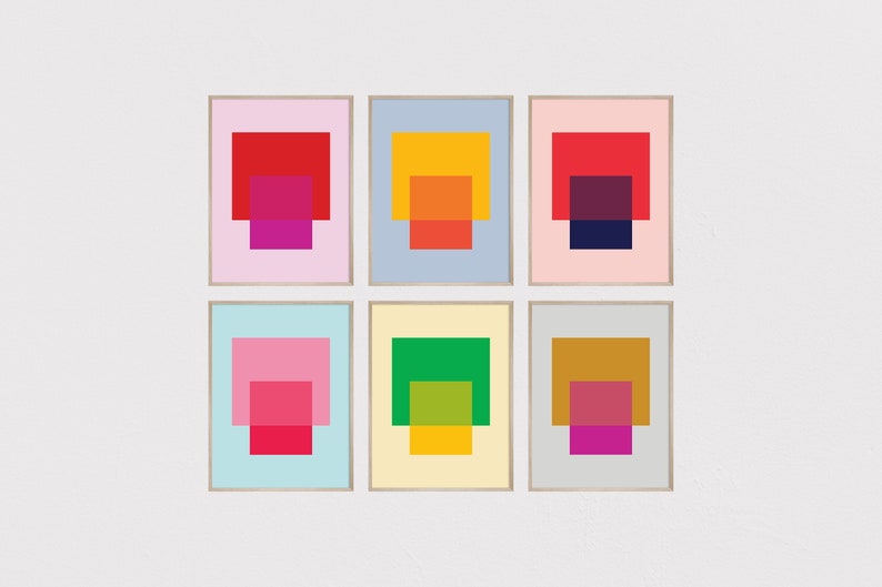 Set of 6 Geometric Art Prints Color Block Art Colorful - Etsy