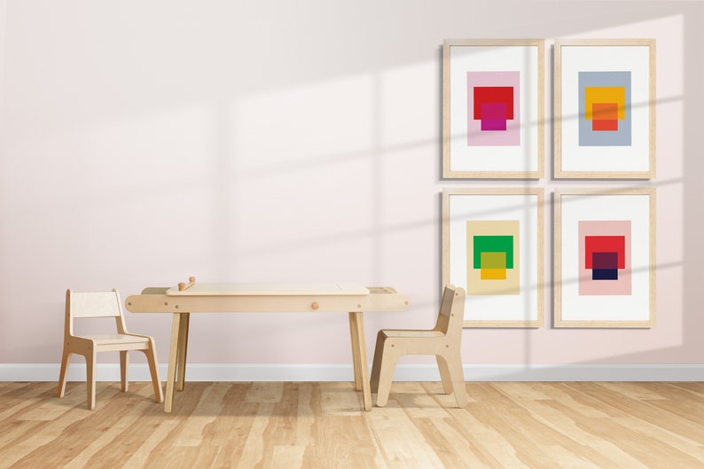 Set of 6 Geometric Art Prints Color Block Art Colorful - Etsy