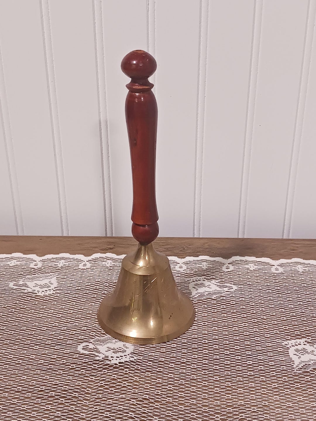 Vintage Etched Brass Wooden Handle School Hand Bell - Etsy