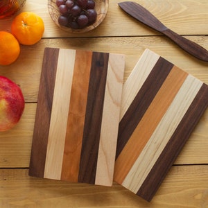 Multi-hardwood Mini Cutting Boards, Set of 4, Handmade Natural Cutting ...