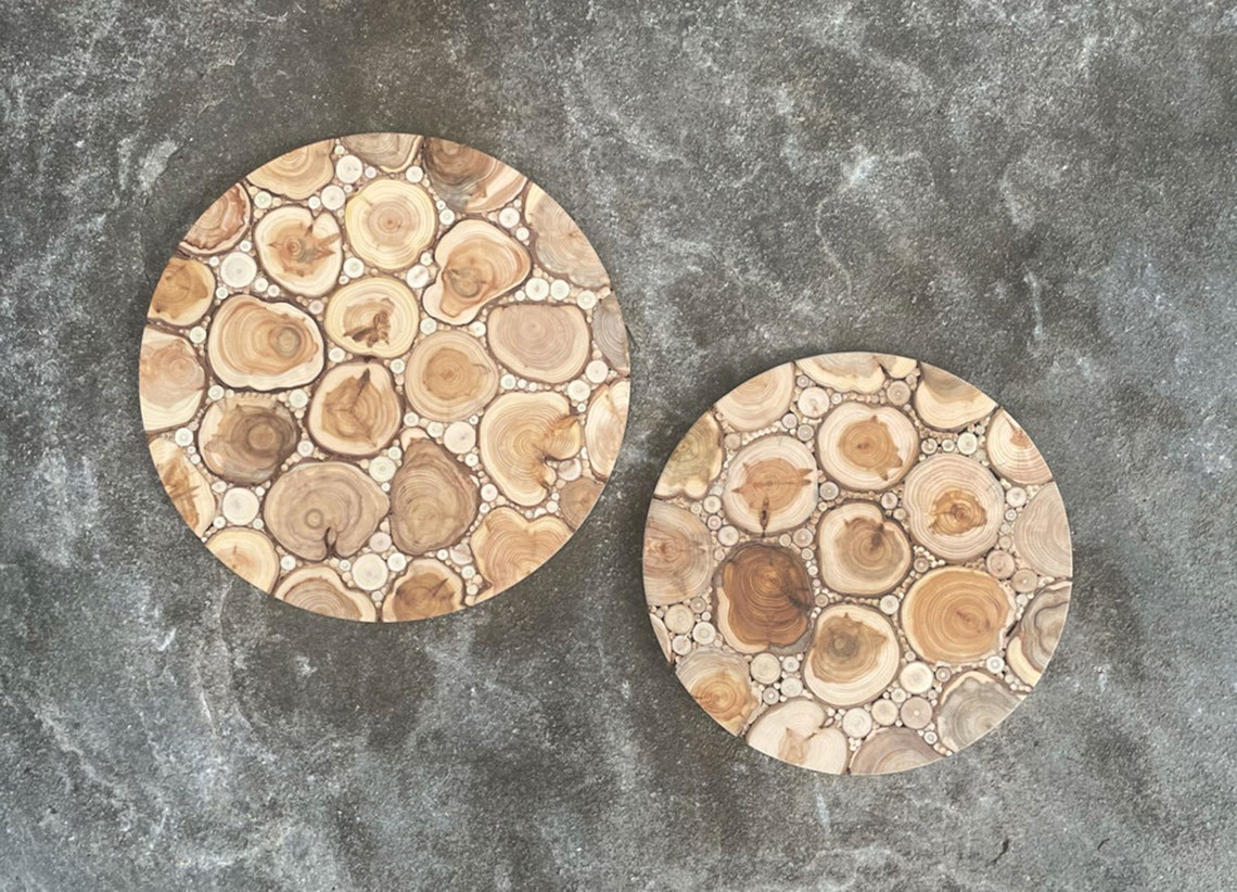 Juniper Slice Trivet, Raw Live Edge Wooden Trivet, Decorative Tray ...