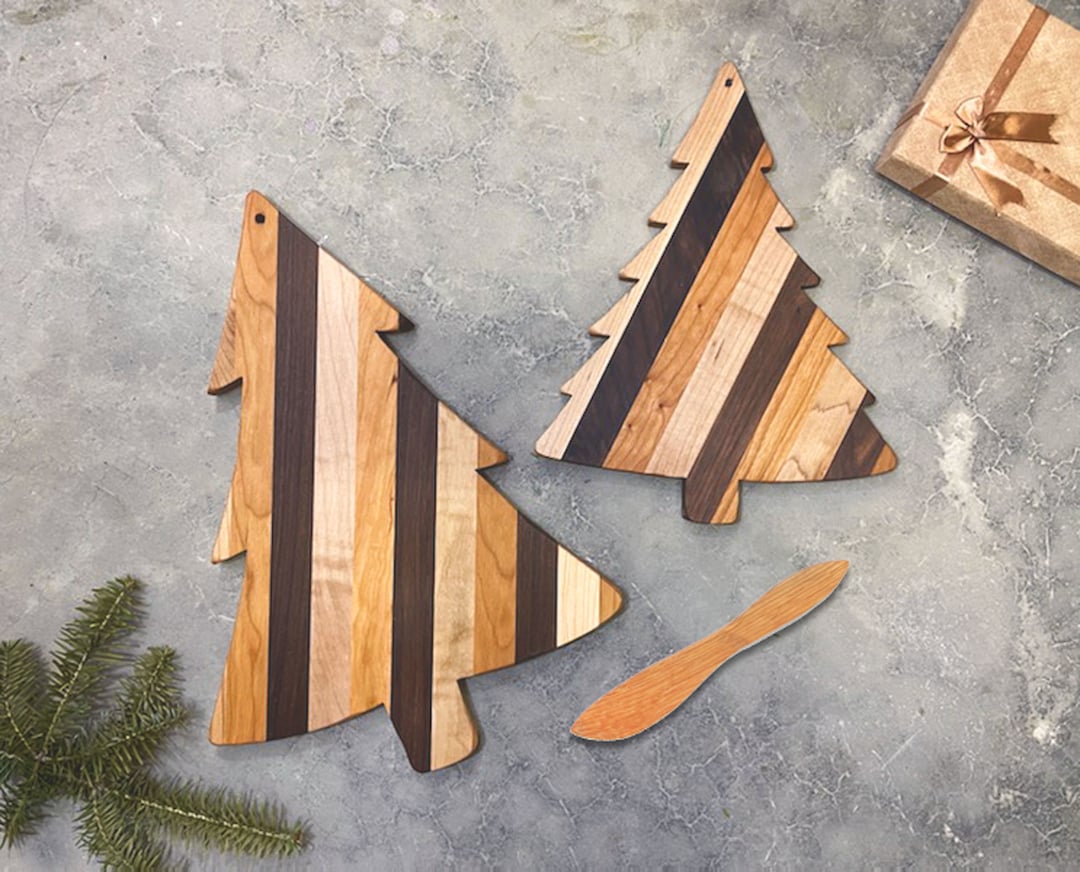 Multi Hardwood Pine Tree Shape Cutting Board, Christmas Tree Cutting ...