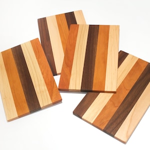 Multi-hardwood Mini Cutting Boards, Set of 4, Handmade Natural Cutting ...