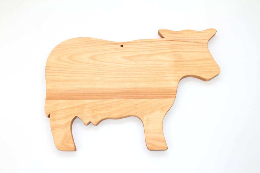 Cow Shaped Cutting Board, Hardwood Serving Tray, Dairy Cow Shape, Farm ...