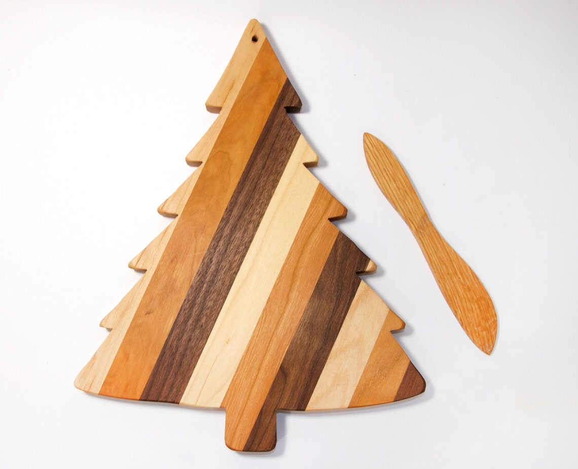 Multi Hardwood Pine Tree Shape Cutting Board Christmas Tree - Etsy