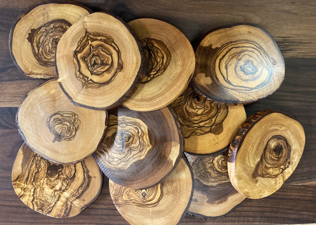 Olive Wood Coasters, Free Form, Hardwood Coasters, Set of 4, Handmade ...