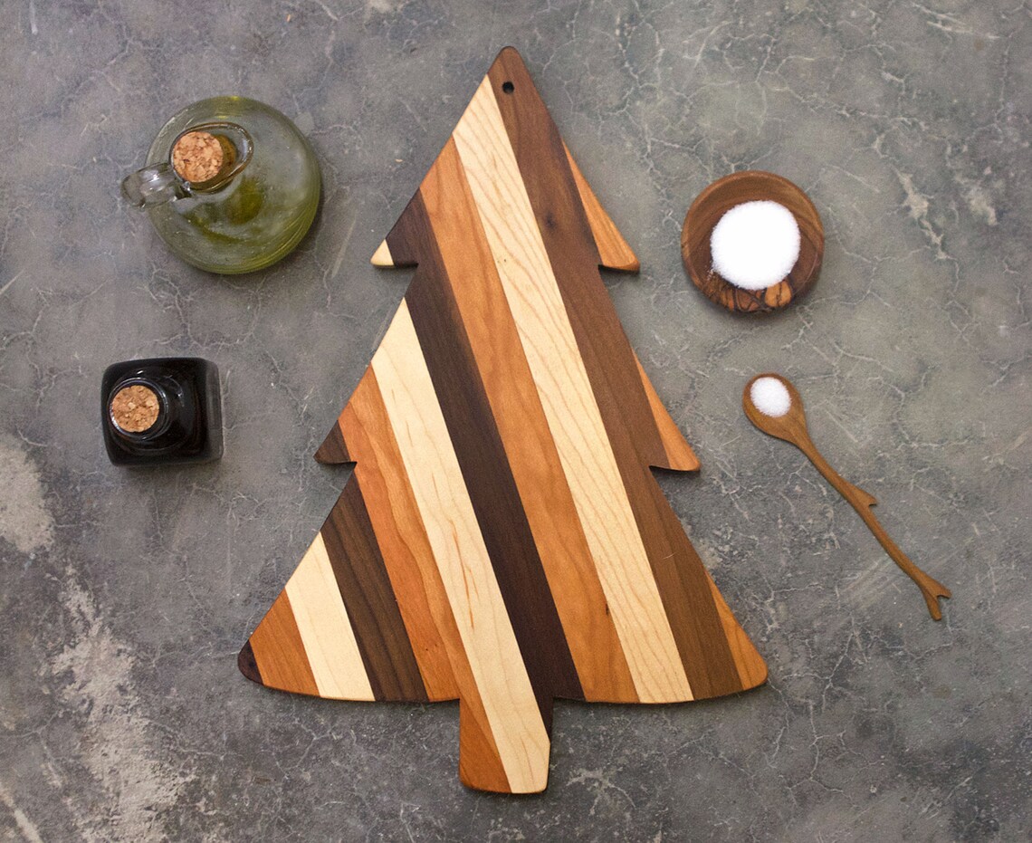 Multi Hardwood Pine Tree Shape Cutting Board Christmas Tree | Etsy