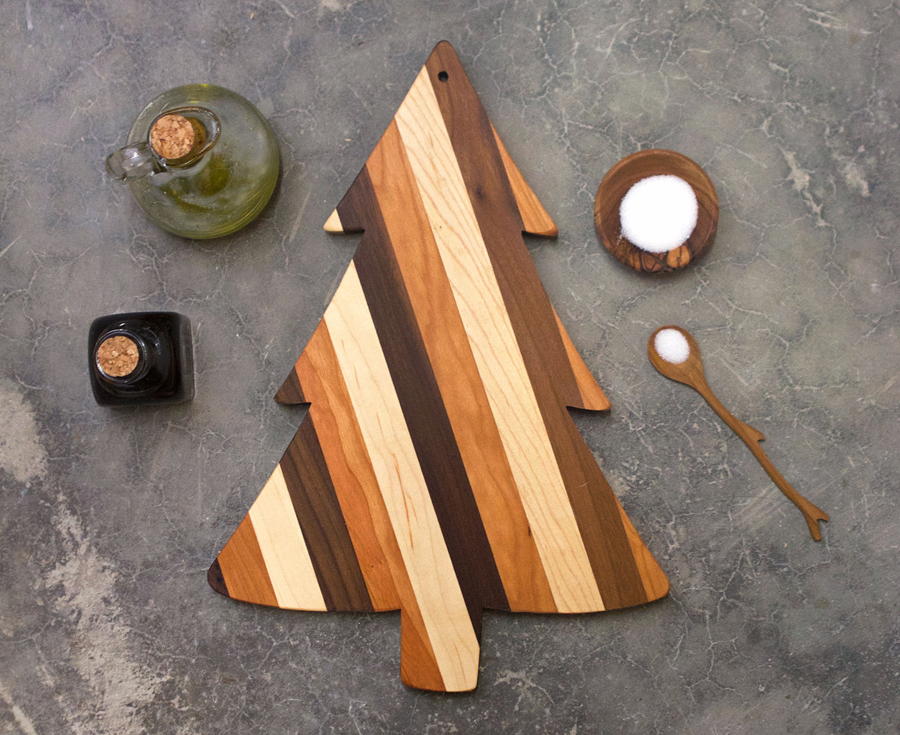 Multi Hardwood Pine Tree Shape Cutting Board Christmas Tree | Etsy