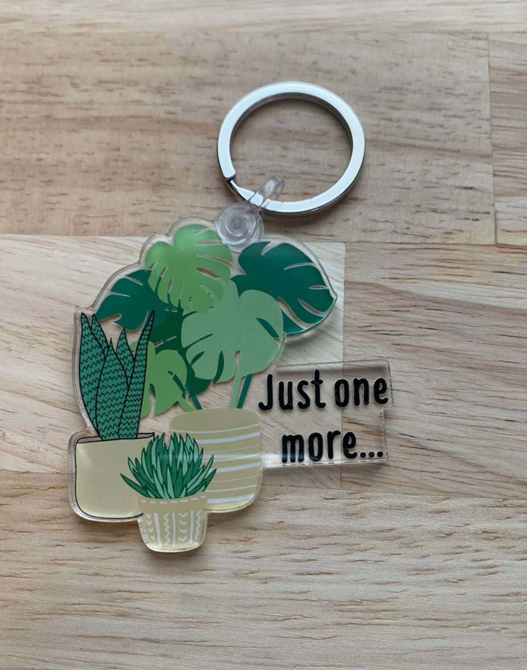 Plant Lovers Keychain Plant Acrylic Key Fob Just One More Plant ...