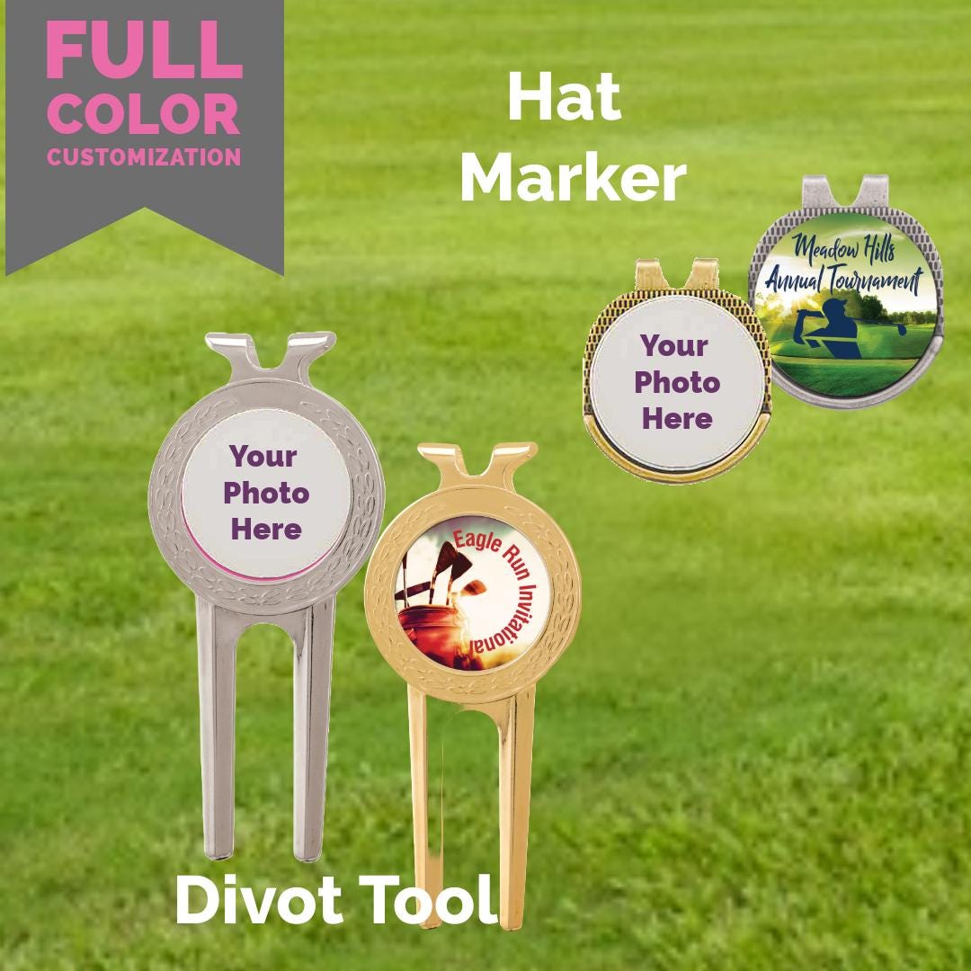 Customizable Gold or Silver Divot Tool or Hat Clip Ball Marker, Golfer ...