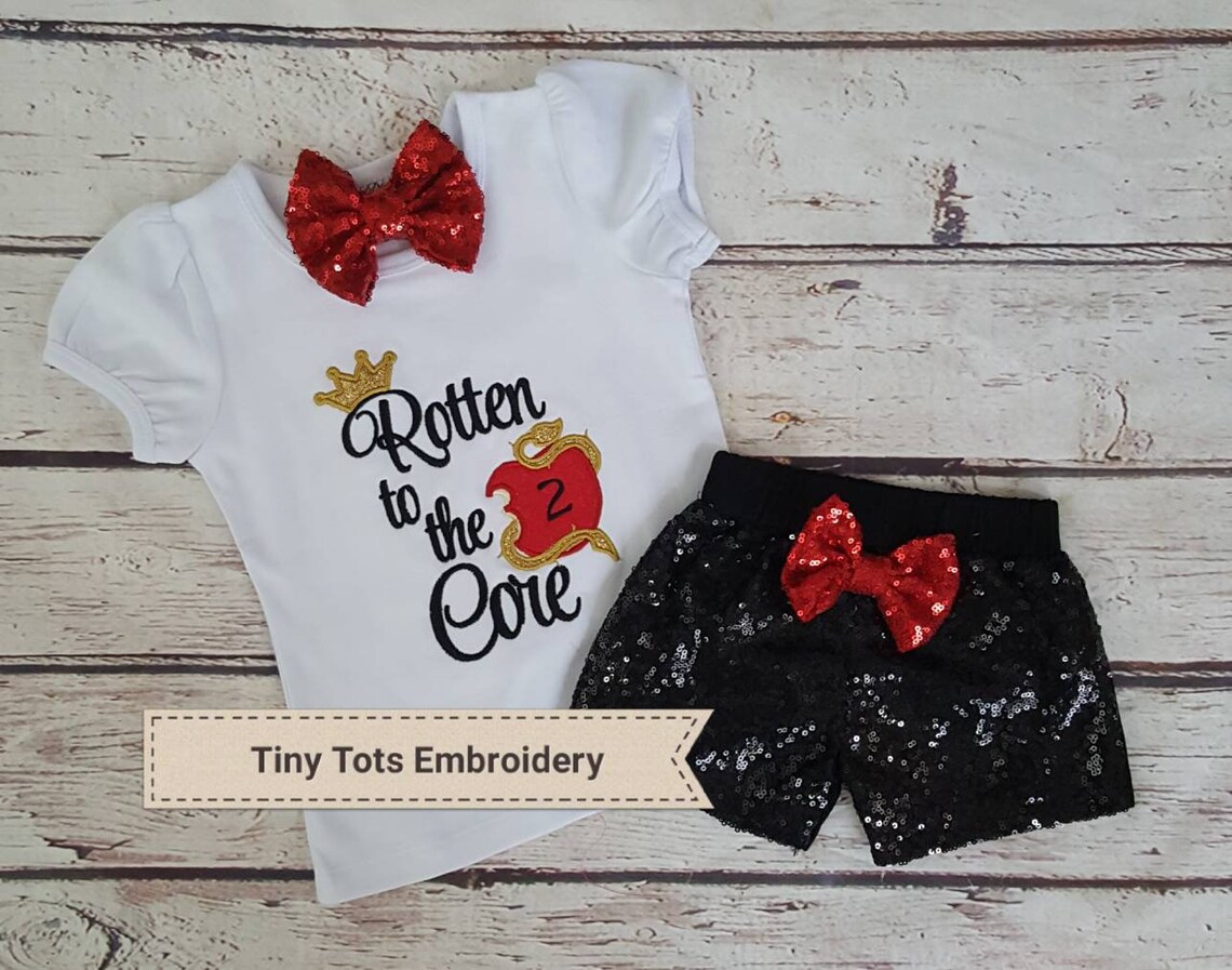 Rotten to the Core Birthday Outfit: Sequin Shorts Embroidered Top ...