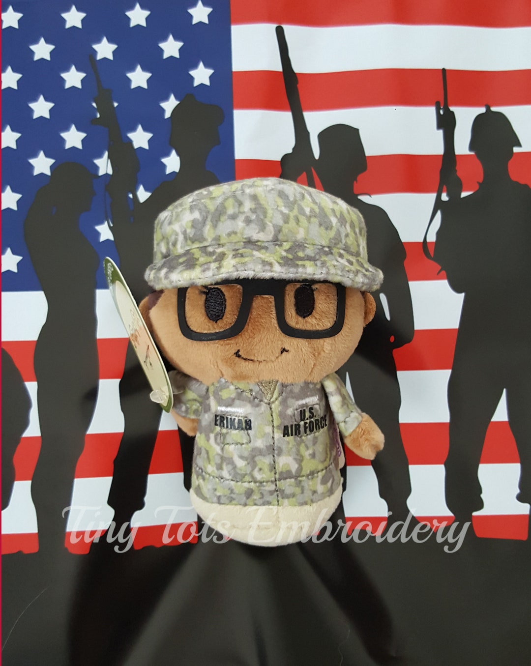 Personalized Military Plush Itty Bitty Soldier With Glasses - Etsy