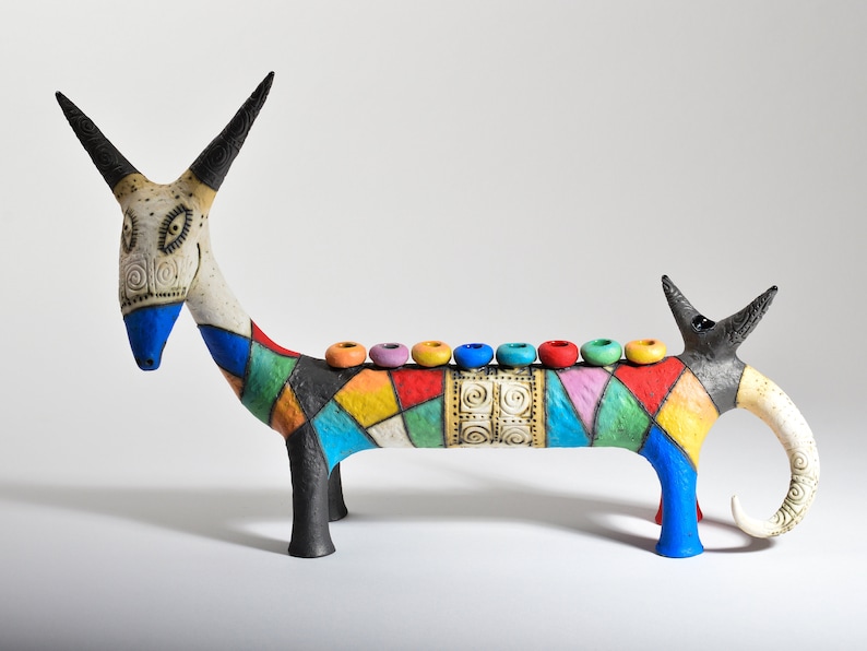 Ceramic Colorful Original Goat Menorah for Hanukkah by Inna Olshansky ...