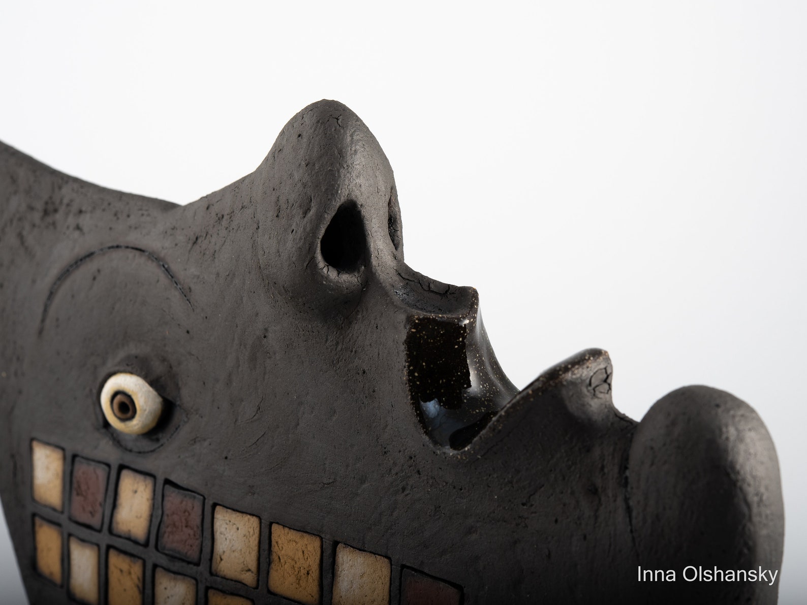 Black Moon Ceramic Art Object, Face Sculpture by Inna Olshansky - Etsy