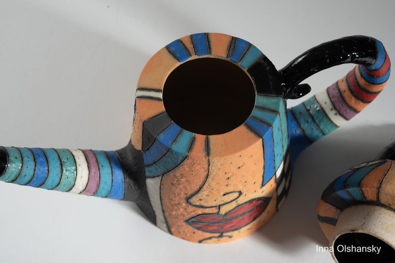 Ceramic Colorful Decorative Teapot Faces Design by Inna Olshansky - Etsy