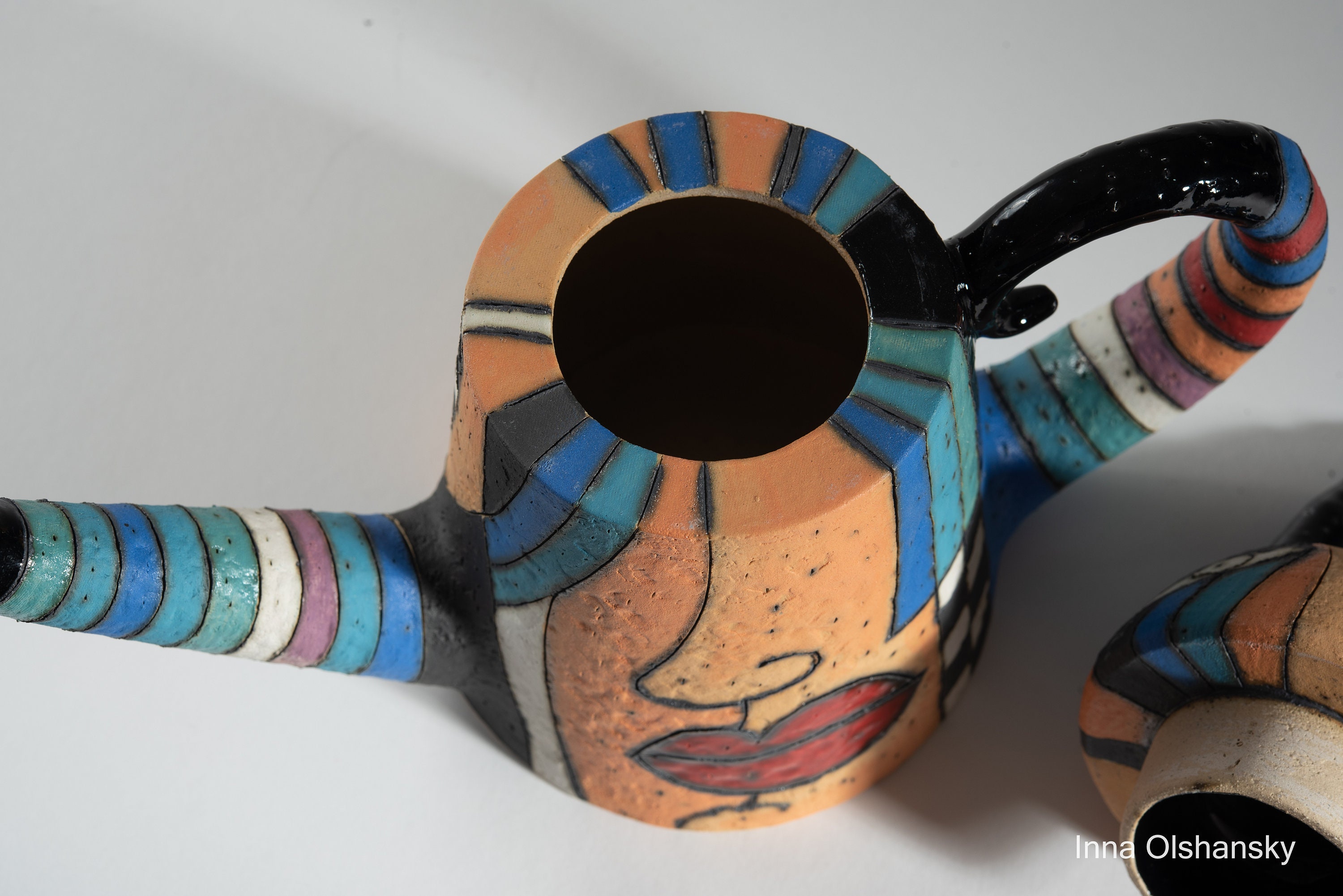 Ceramic Colorful Decorative Teapot Faces Design by Inna Olshansky - Etsy