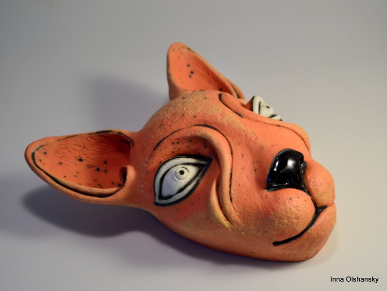 Mask Ceramic Mask cat Mask Orange Cat Wall Decor - Etsy