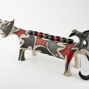 Ceramic Cat Sculpture Menorah Hanukkah, Original Unique Figurine Cat ...