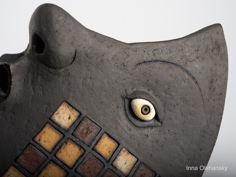 Black Moon Ceramic Art Object, Face Sculpture by Inna Olshansky - Etsy