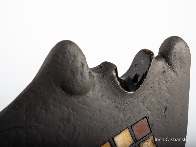 Black Moon Ceramic Art Object, Face Sculpture by Inna Olshansky - Etsy