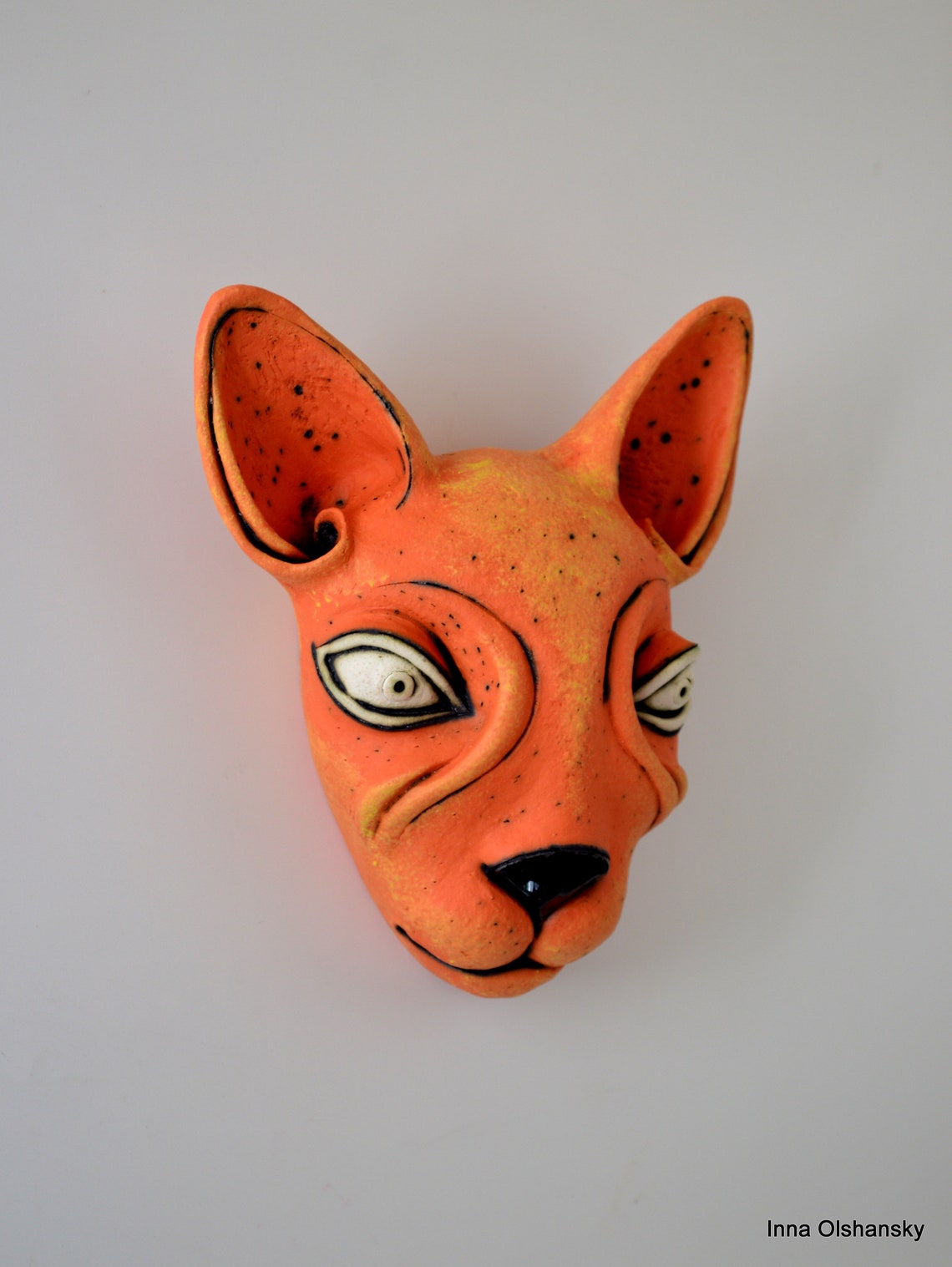 Mask ceramic mask cat mask orange cat wall decor | Etsy