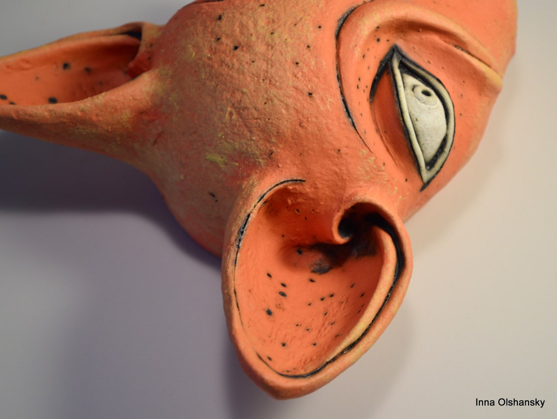 Mask ceramic mask cat mask orange cat wall decor | Etsy