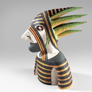 RESERVED for A. Ceramic Colorful Bust of a Woman With Green Hair ...