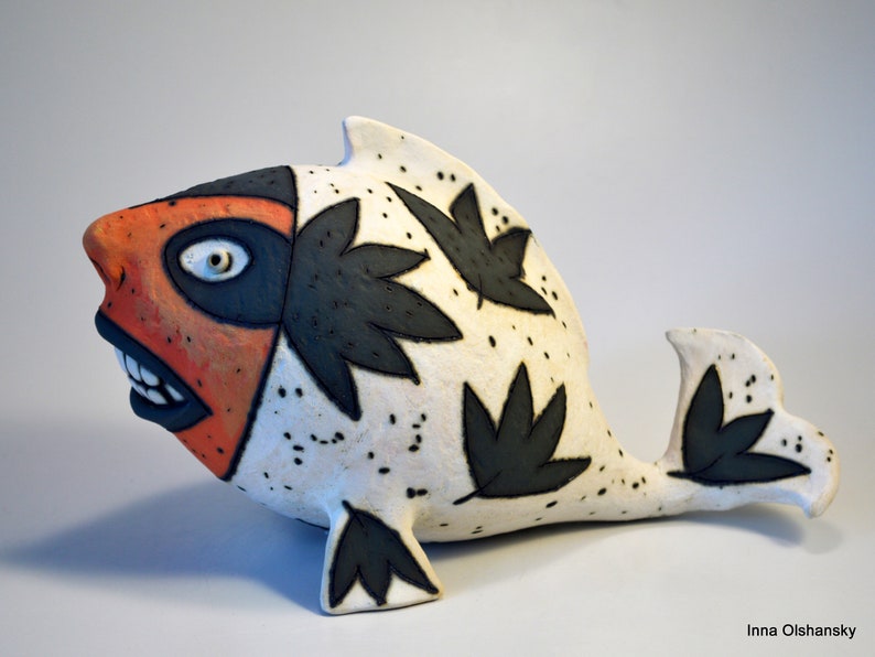 Fish / Ceramic Fish / White Fish / Fish Sculpture / Funny Fish - Etsy