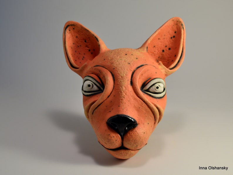 Mask Ceramic Mask cat Mask Orange Cat Wall Decor | Etsy
