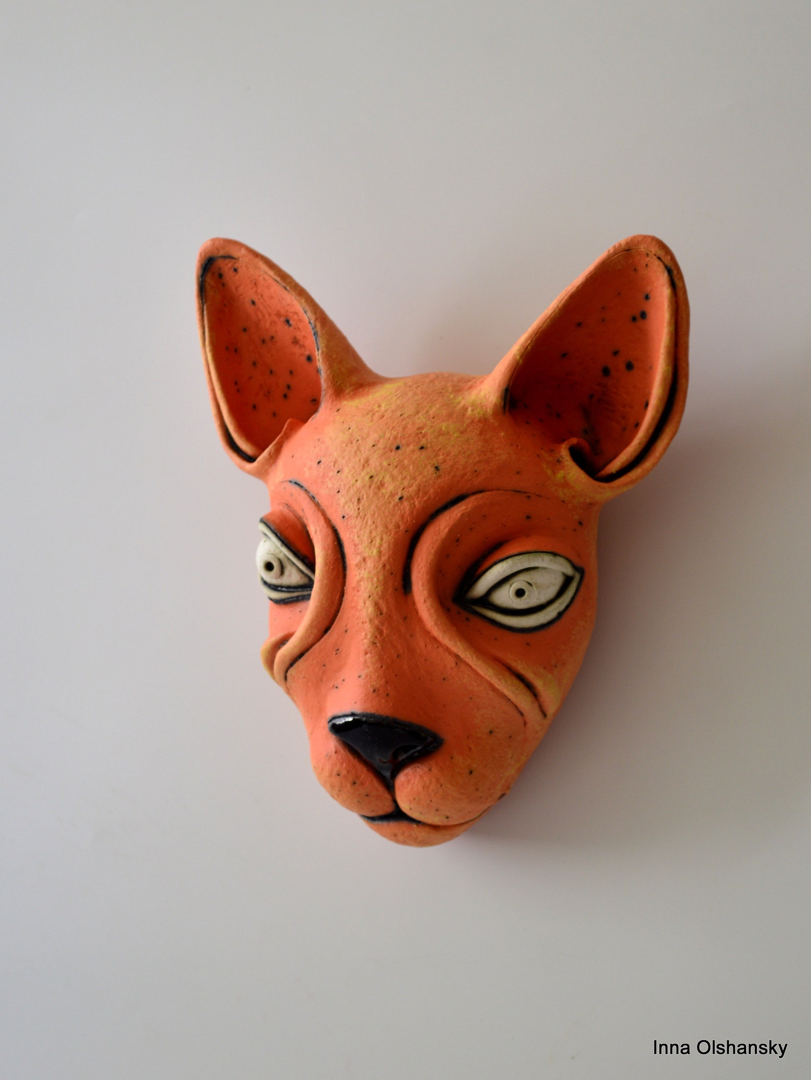Mask ceramic mask cat mask orange cat wall decor | Etsy