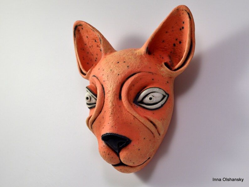 Mask Ceramic Mask cat Mask Orange Cat Wall Decor - Etsy