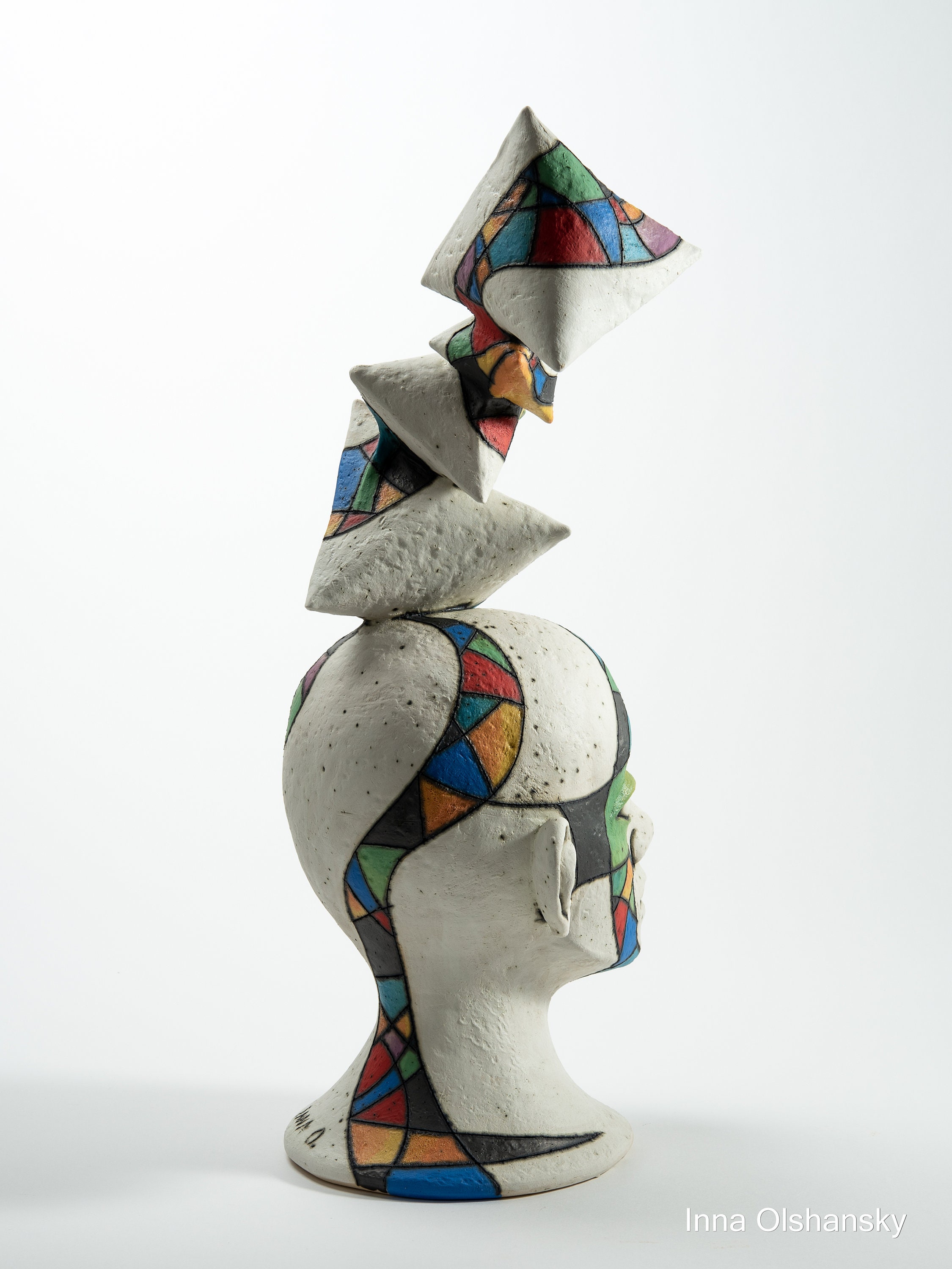 Bust White Head Multicolored Ceramic Sculpture Fantasy - Etsy UK