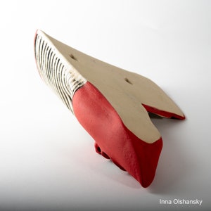 Ceramic Fantasy Red Face Mask , Ceramic Wall Decor , Ceramic Red and ...