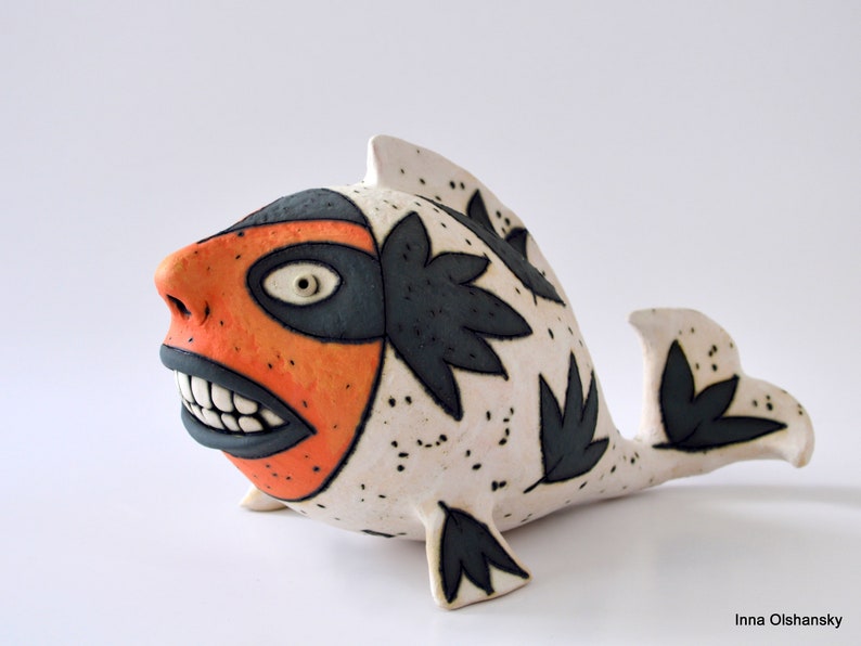 Fish / Ceramic Fish / White Fish / Fish Sculpture / Funny Fish - Etsy