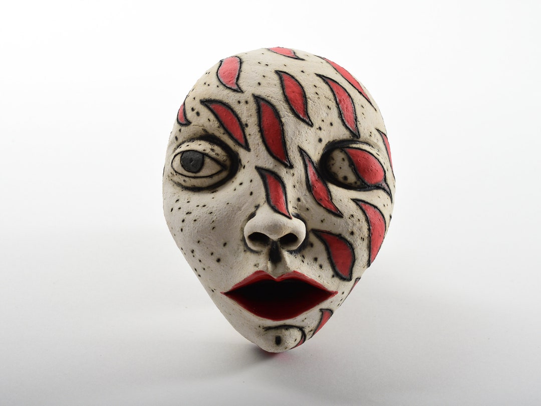 Fantasy Art Face Mask Wall Decor, Original Art Sculpture Ceramic Mask ...