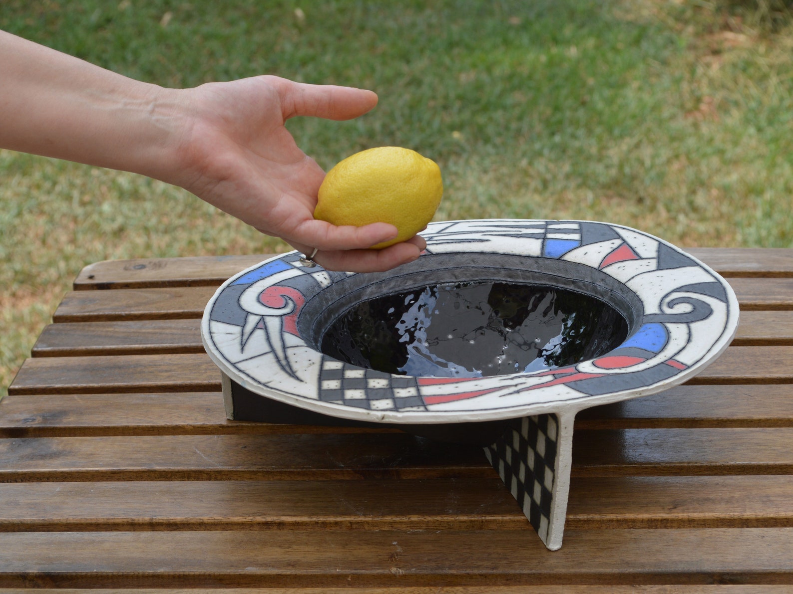 Bowl Ceramic Bowl Geometric Design Decorative Bowl | Etsy